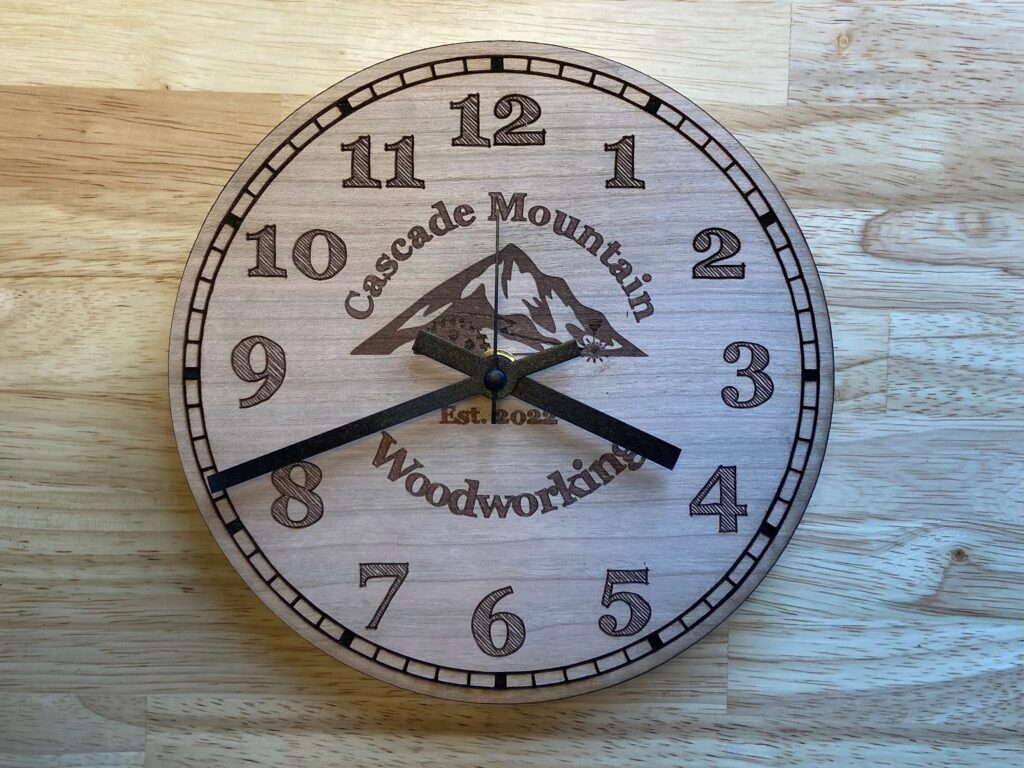Custom Engraved Clock - Cherry Cascade Mountain Woodworking