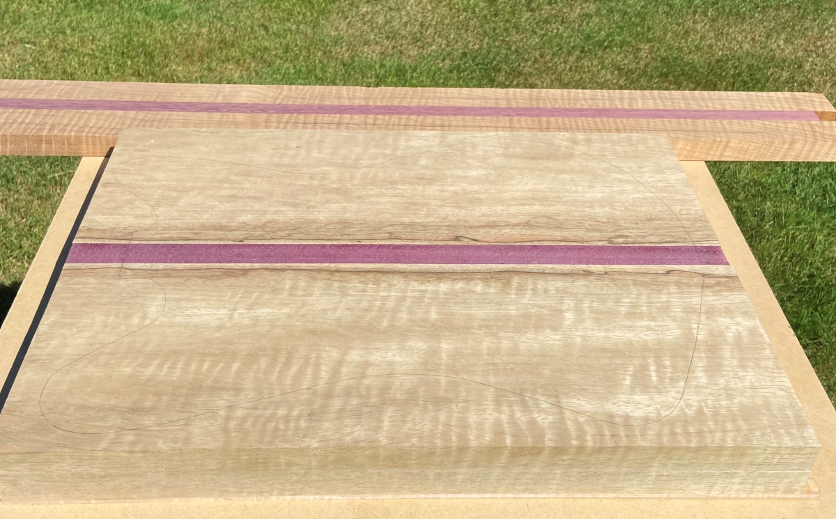 Wood + clamps: Figured Limba Bass Guitar - Cascade Mountain Woodworking