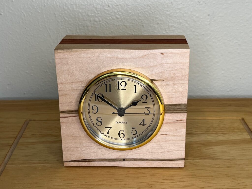 Ambrosia Maple Cube Clock | Handcrafted Wood Desk Clock | Padauk Accent ...